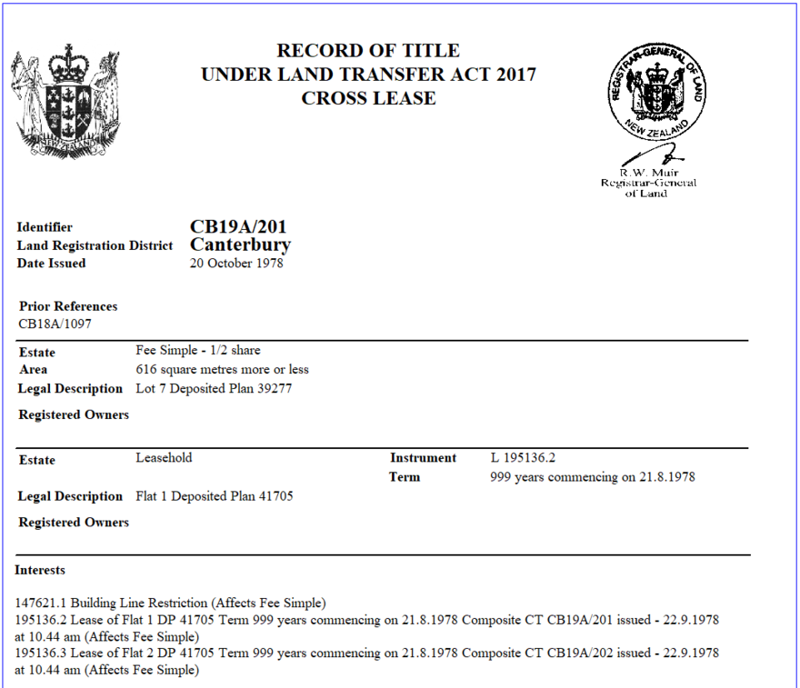 Does a Record of Title contain the crosslease agreement? : r ...