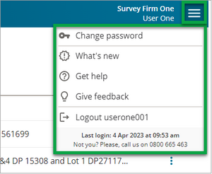 My Work page | Landonline, Survey Guidance